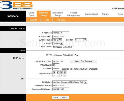 How to change the DNS settings on the 3BB NT3BB-4PWN