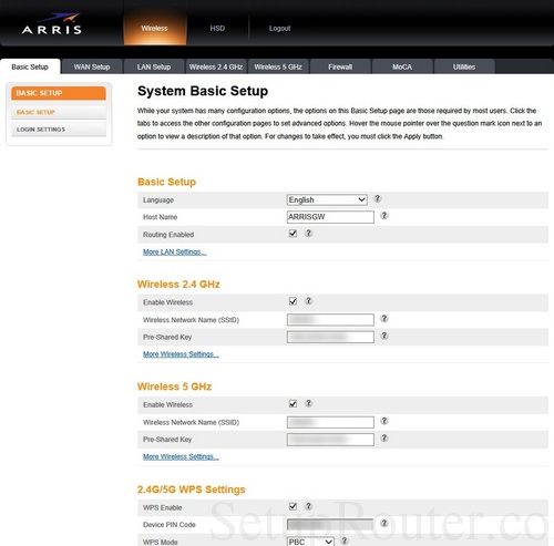 Arris TG2472G Screenshots