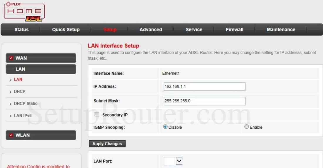 BaudTec RN243R4-2T2R PLDT Screenshot LANInterfaceSetup