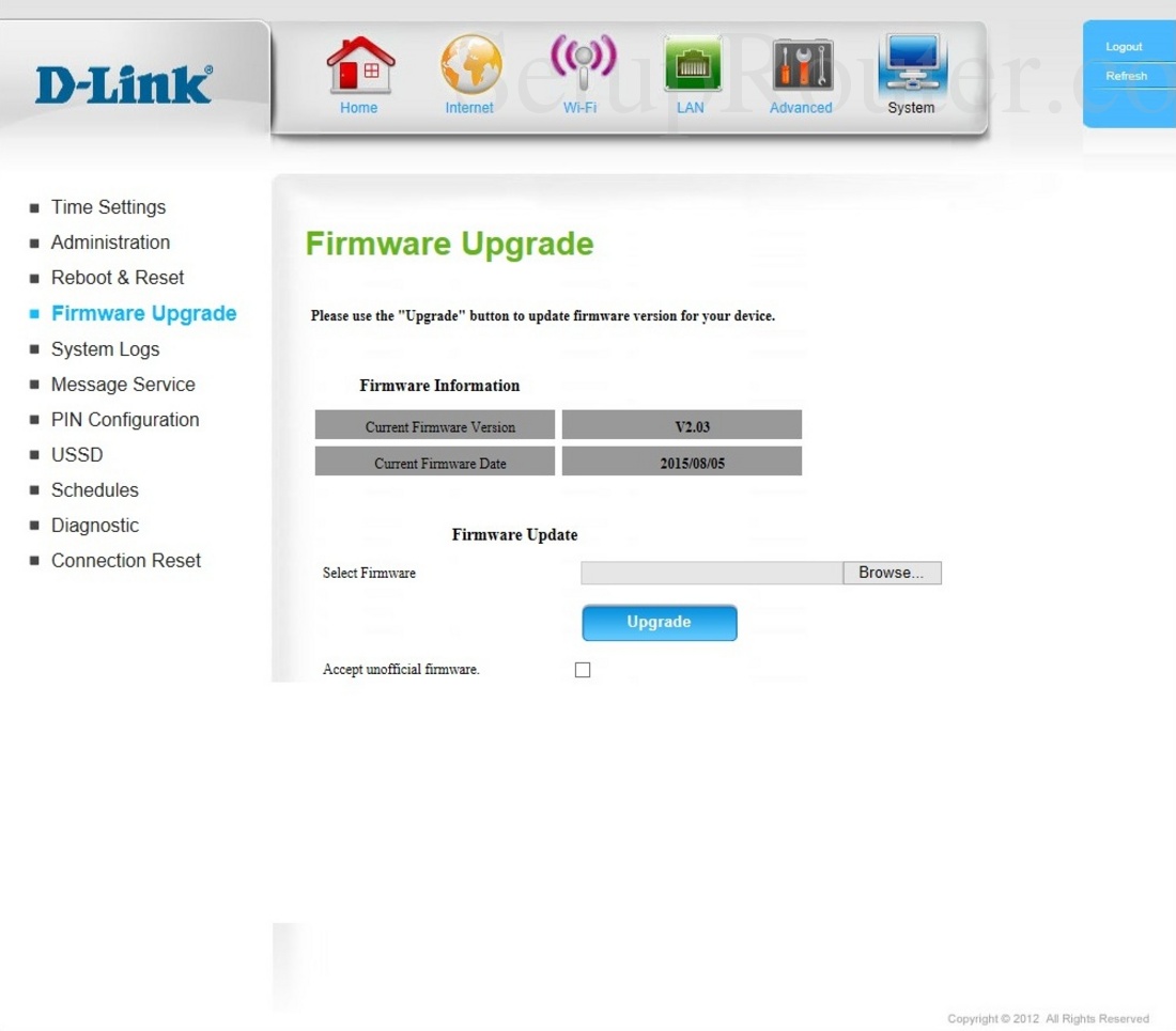 Dlink DWR-953 Screenshot FirmwareUpgrade