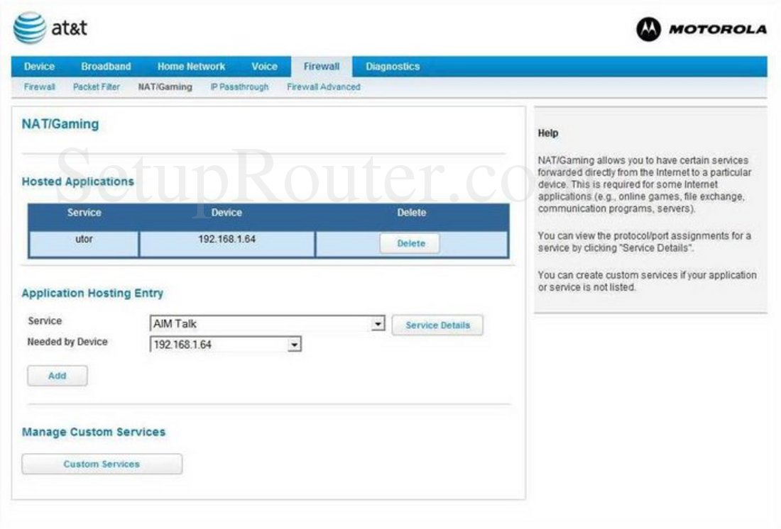 Motorola NVG510 Screenshot NAT Gaming