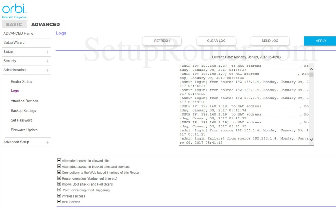 Last reboot time (RBR50) : r/orbi
