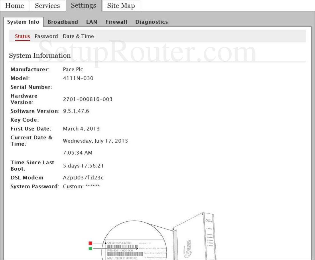 Pace-Plc 4111N-030 Screenshot System Information