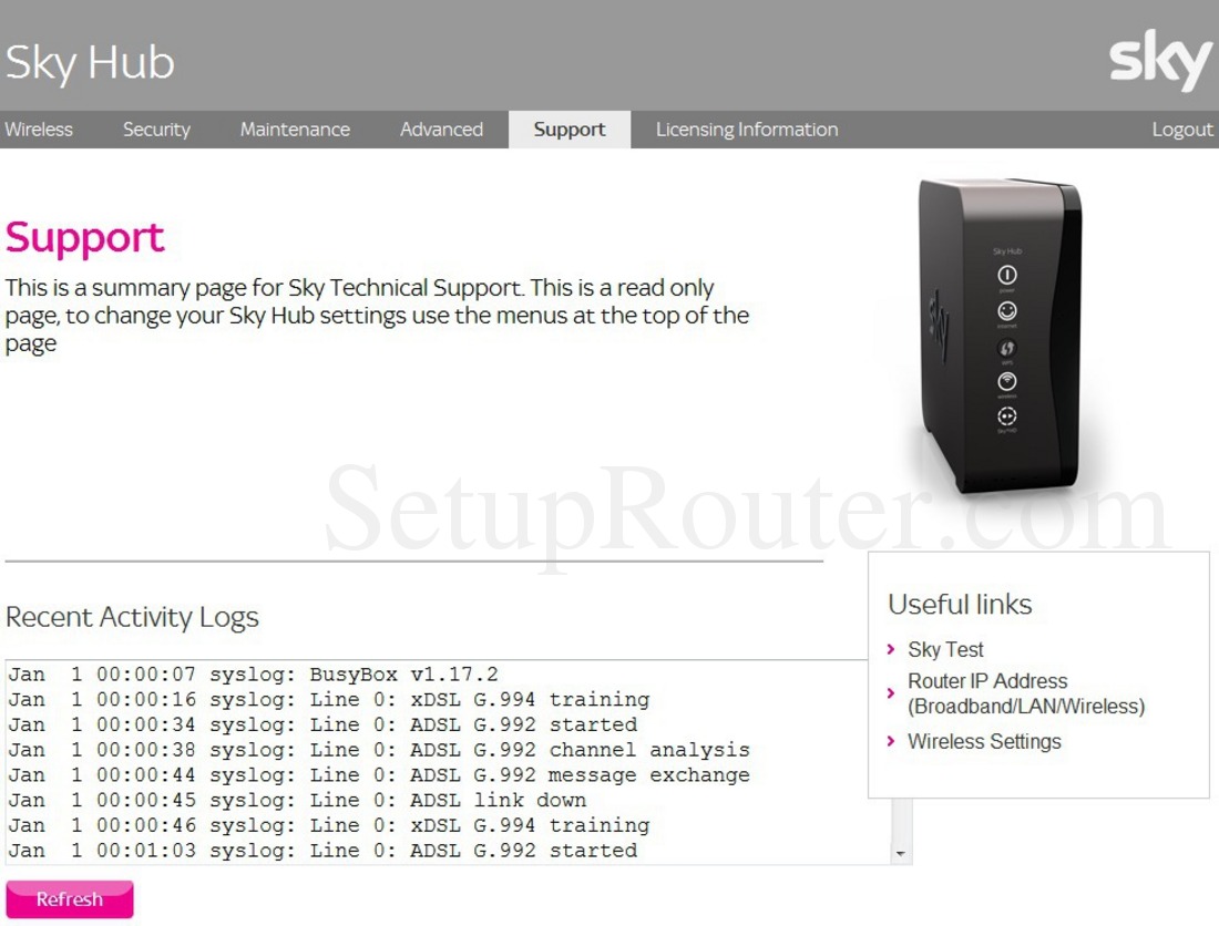Sky SR102 Screenshot Support