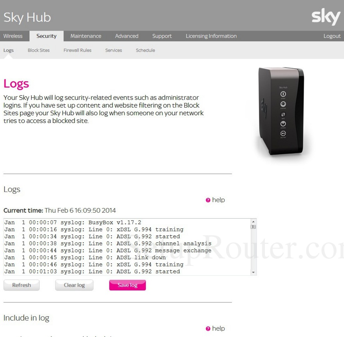 Sky SR102 Screenshot Logs