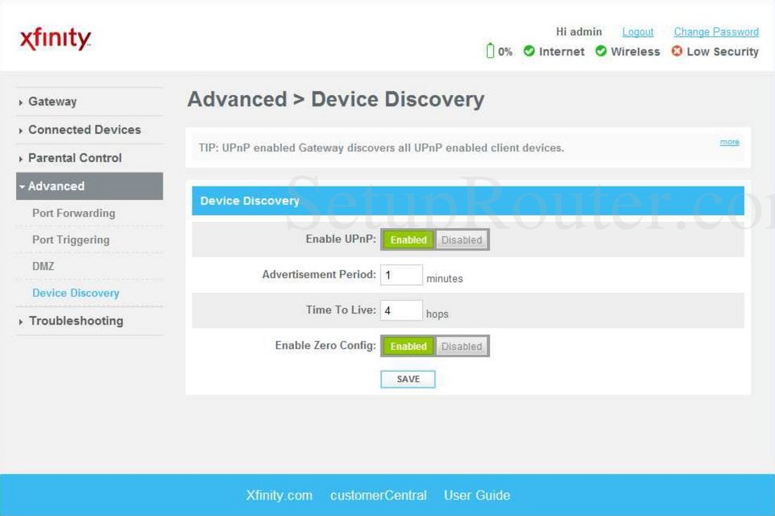 Technicolor TC8305C Screenshot Device Discovery